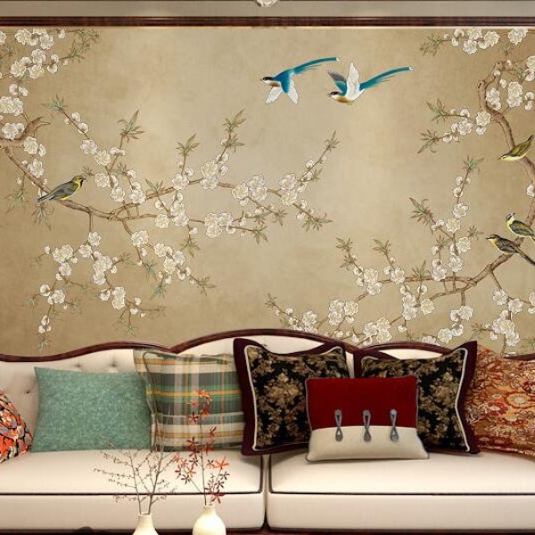Chinoiserie Wallpaper Mural - Etsy