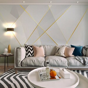 Simple Grey and White Geometry Wallpaper Wall Mural Home Decor - Etsy