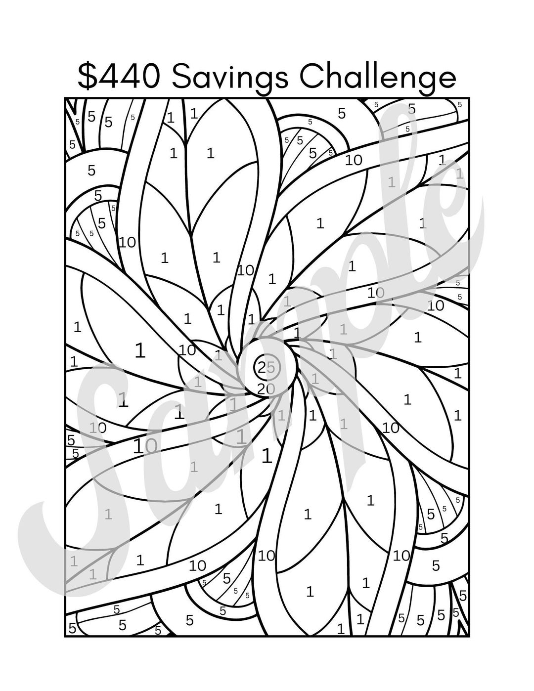 440 Savings Challenge, Color and Save, Save by Number, 8.5 X11 Savings ...