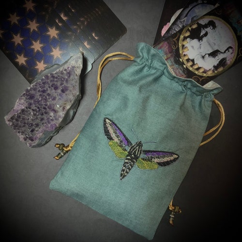 Embroidered Pomegranate Drawstring Bag Handmade Silk Lined - Etsy