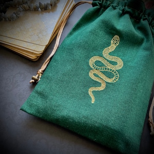 Embroidered Gold Snake Drawstring Bag, Handmade, Silk Lined - Etsy