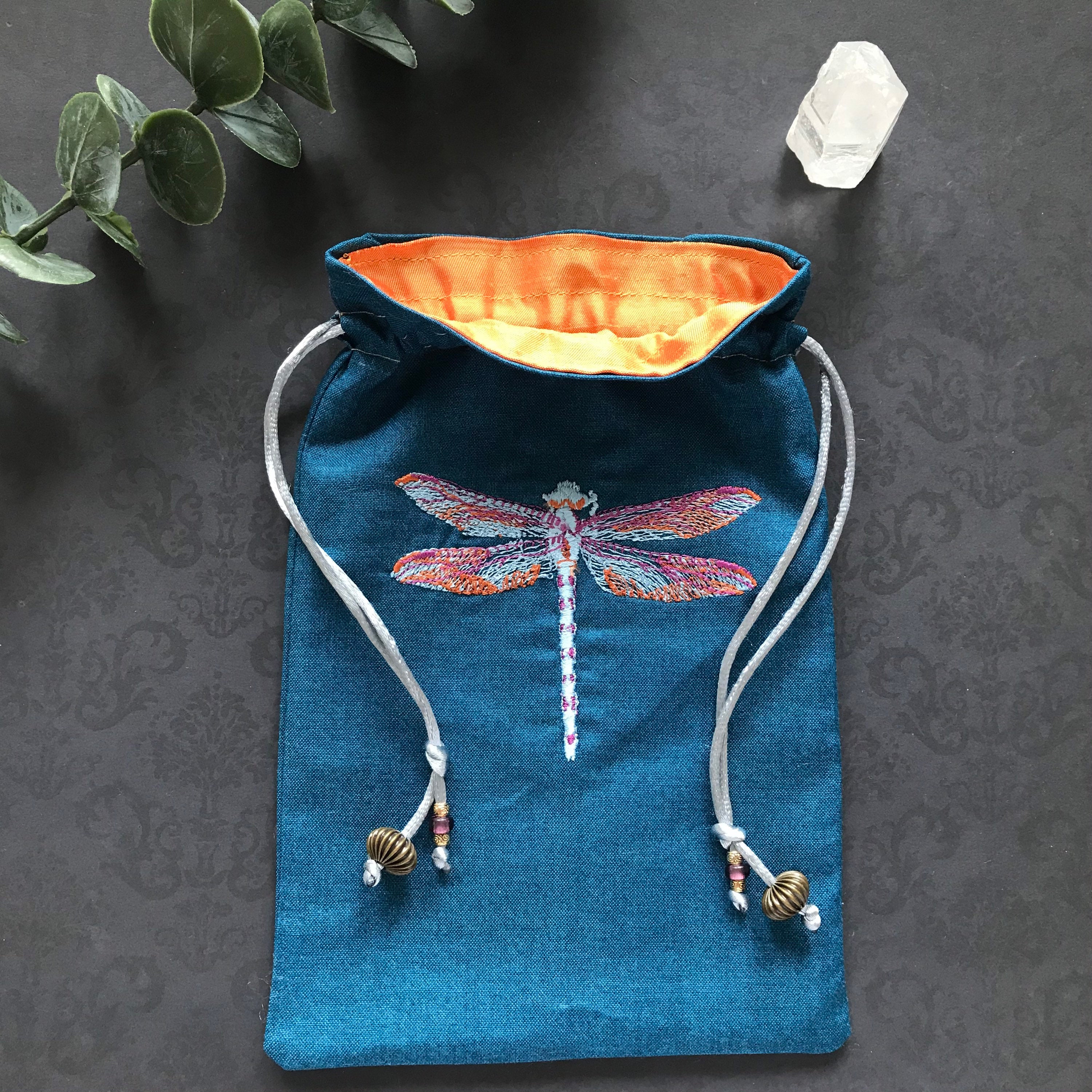 Embroidered Dragonfly Drawstring Bag Handmade Silk Lined - Etsy Australia
