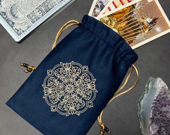 Embroidered Gold Eye Drawstring Bag Handmade Silk Lined | Etsy