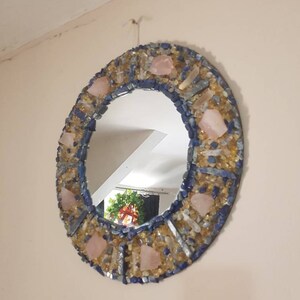 Gemstone round mirror with Lapis Lazuli rose quartz and | Etsy