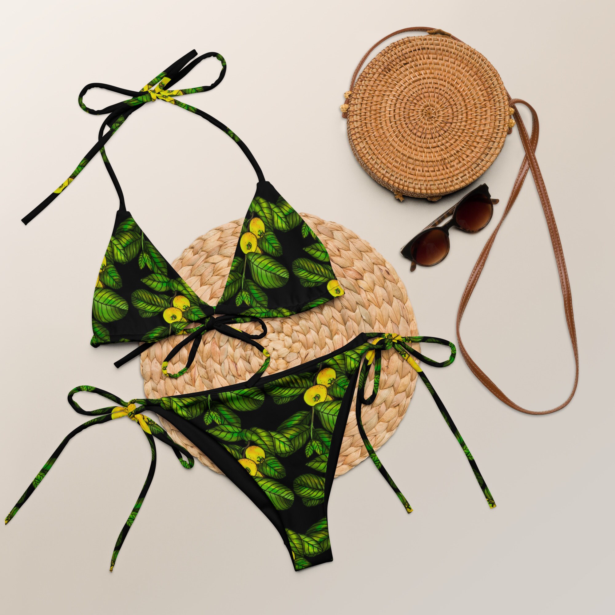 Guava All-over Print Recycled String Bikini - Etsy