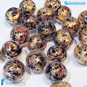 Gold Sphere Pearls With Aventurine 12 Mm, Jewelry Handmade in Venetian ...