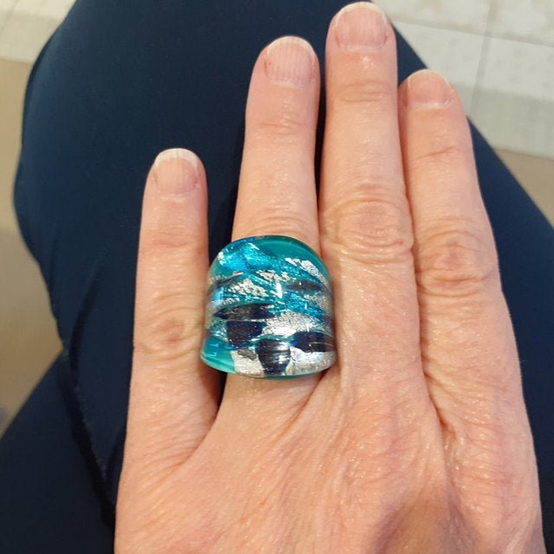 Frozen Band Ring With Aventurine and Gift Box, Jewelry Handmade in ...