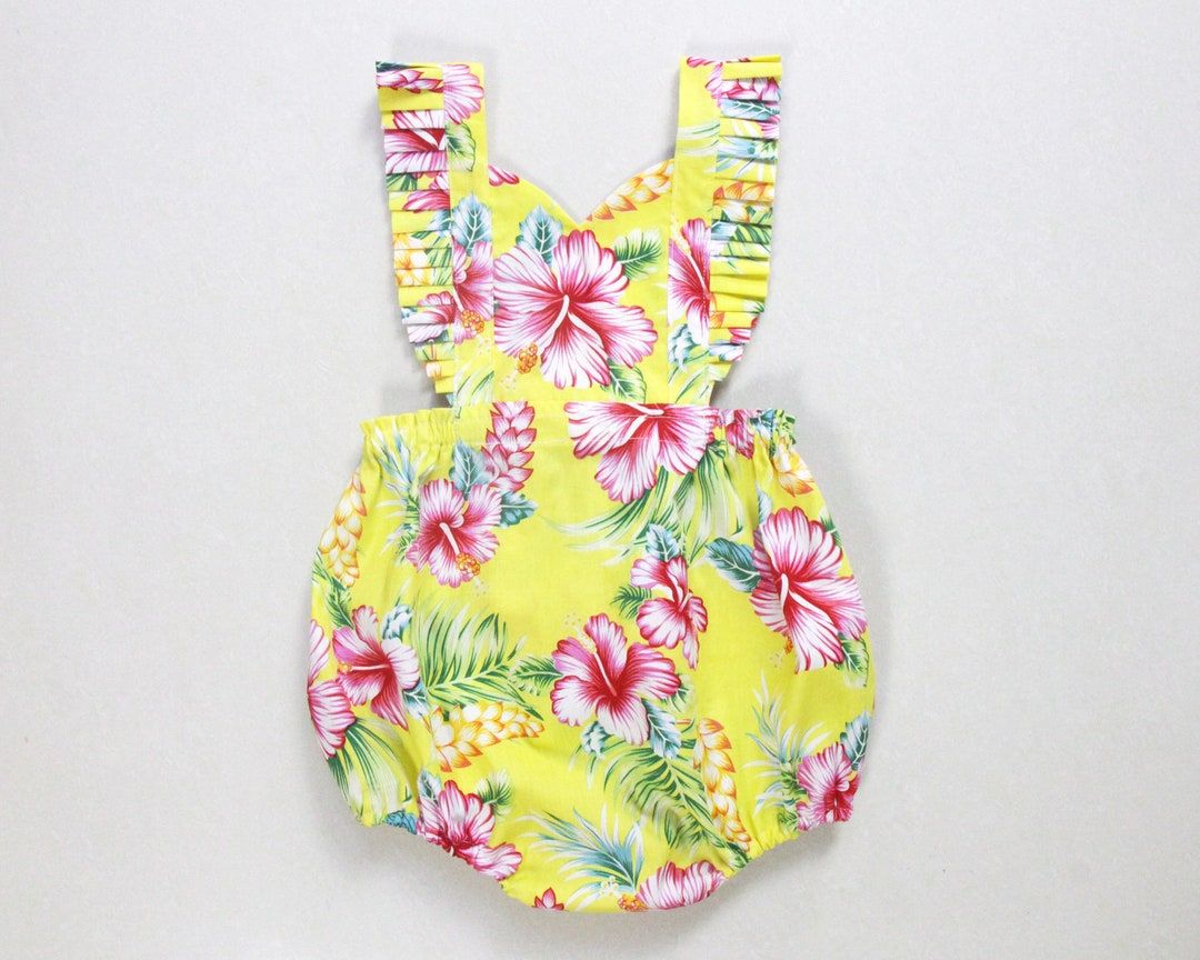 Yellow Baby Girl Outfits Baby Romper Baby Girl Romper Hawaiian Floral ...