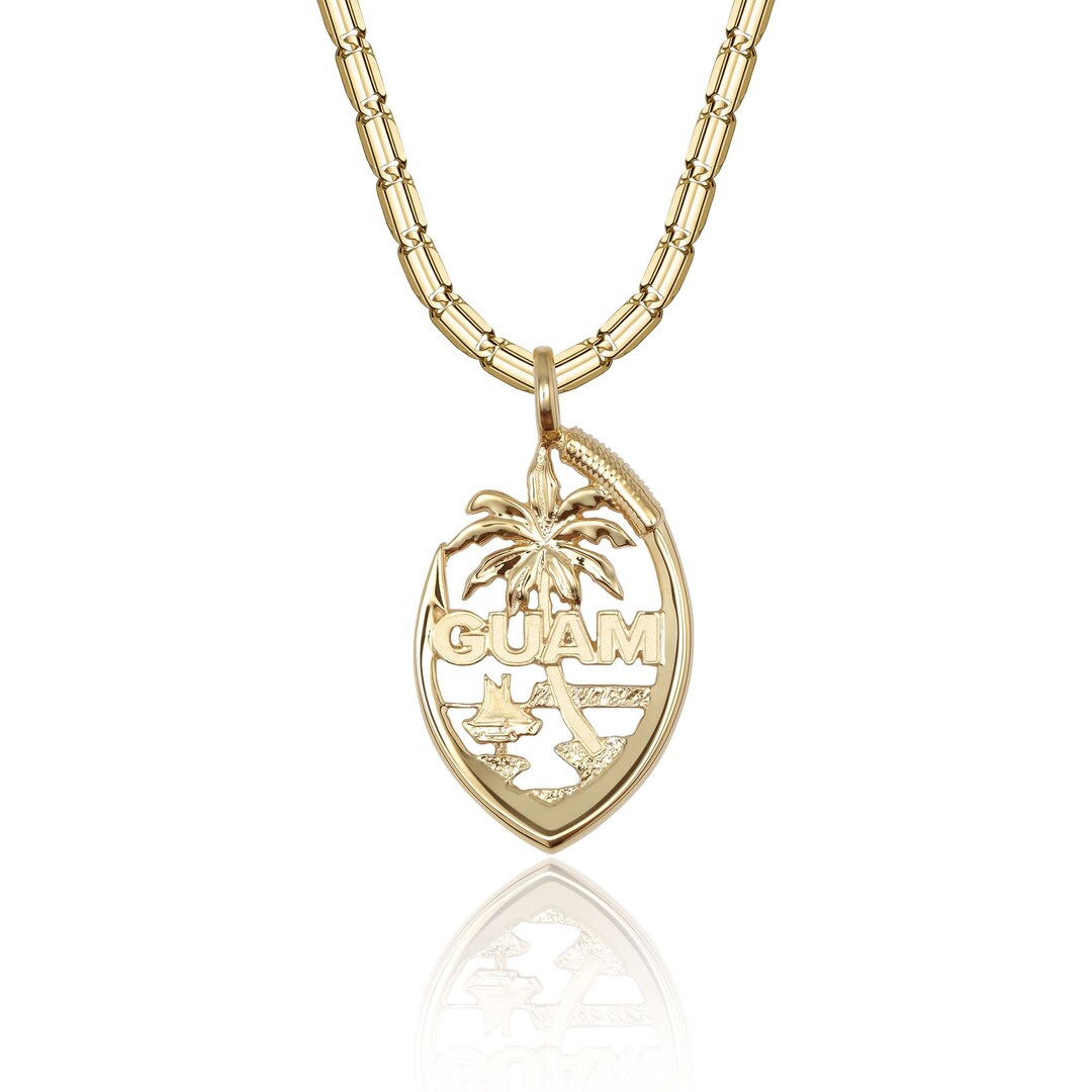 Solid 14K Modern Guam Seal Fish Hook Necklace - Etsy