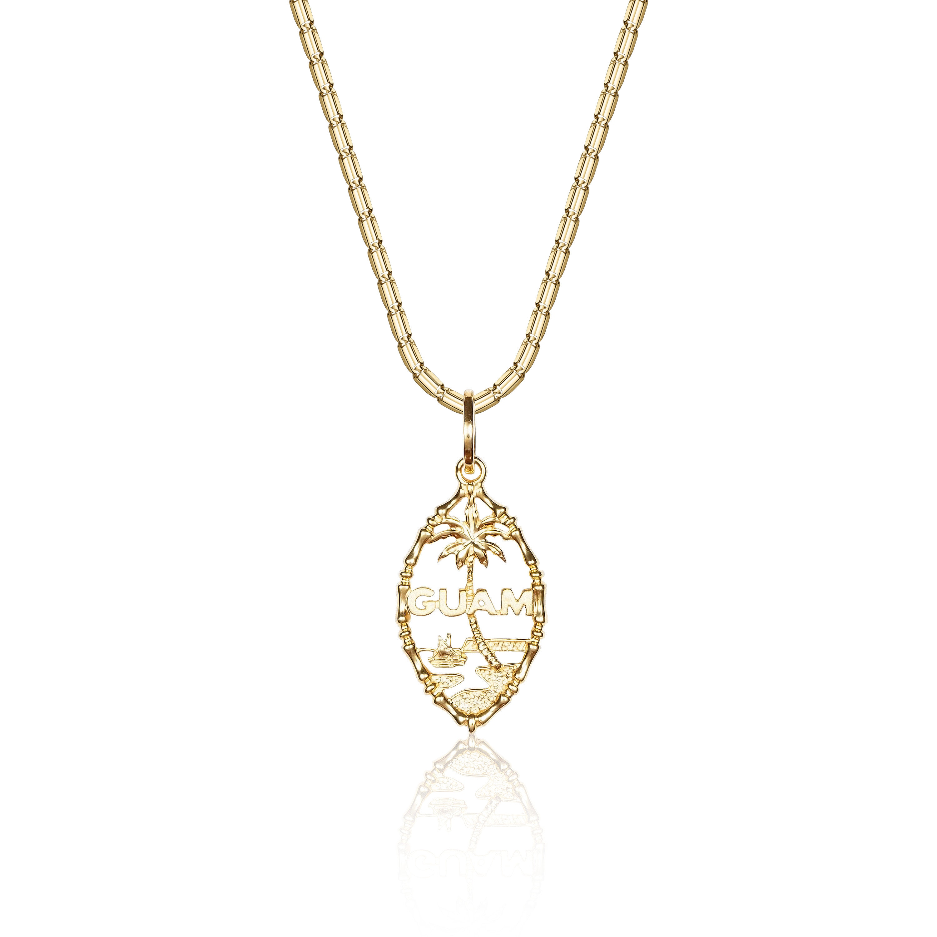 Solid 14K Petite Bamboo Guam Seal Necklace - Etsy