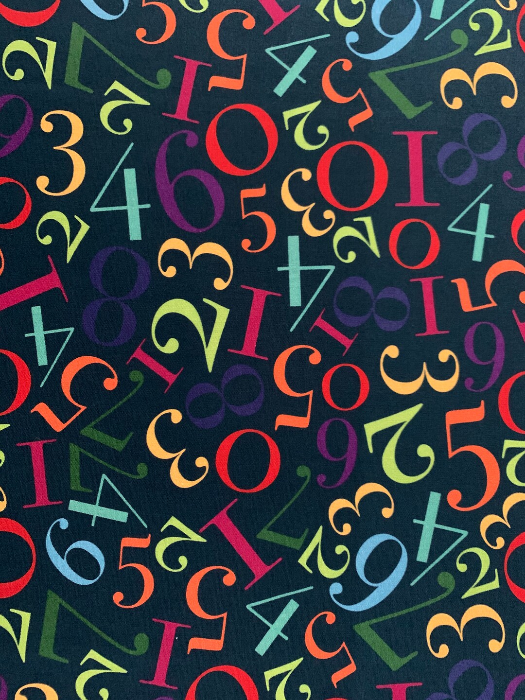 Woven Fabric Tim, Colorful Numbers on Navy Blue - Etsy