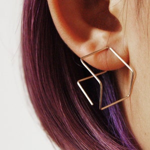 Wire Cube Earring,geometric Square Earring,threader Earring,design ...
