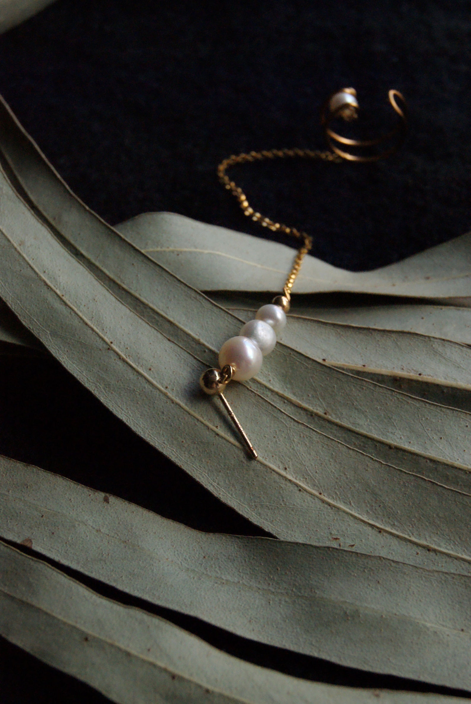 Pearl Ear Cuff Chain Earrings,dainty Cuff, Long Chain Threader Earring ...