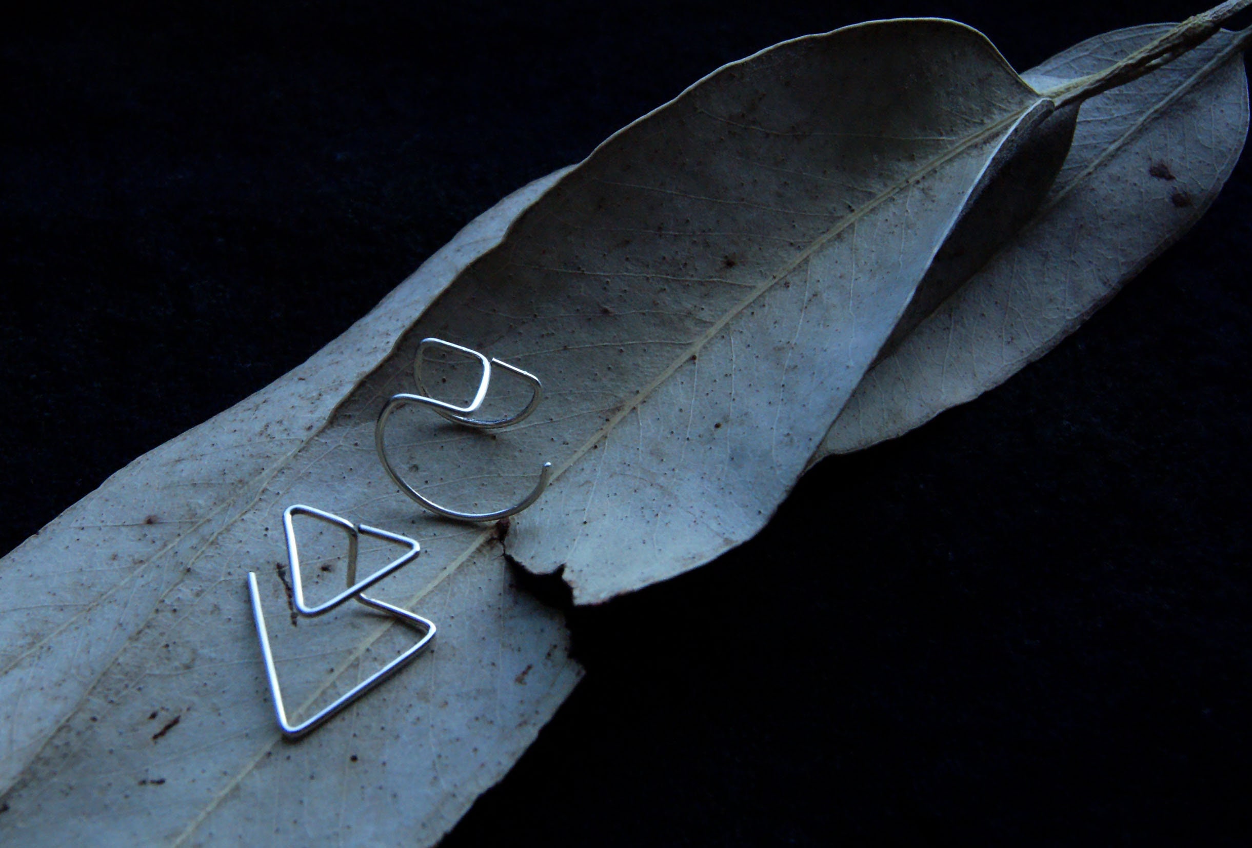 Triangle Ear Jacket,front Back,double Sided Earring,double Piercing ...