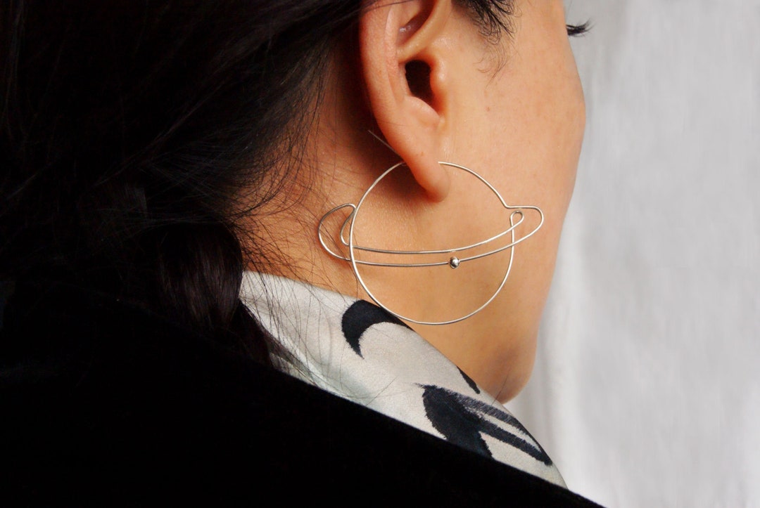 Celestial Planet Hoop Earring,big Wire Saturn Earring,space Jewelry ...