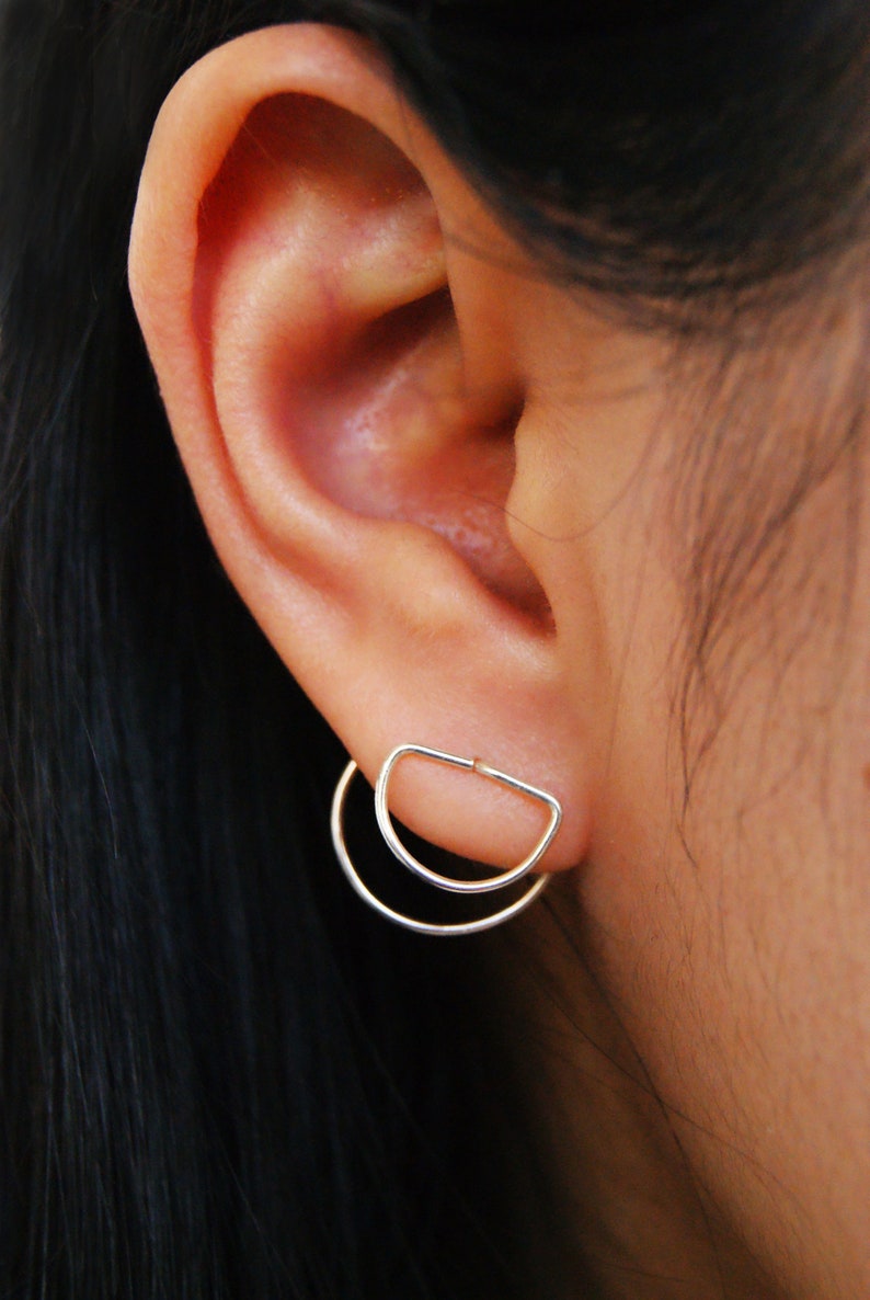 Triangle Ear Jacket,front Back,double Sided Earring,double Piercing ...