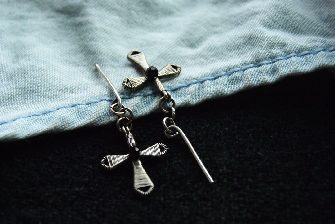 Men Cross Earringscross Stud Earringcool Earringcross - Etsy