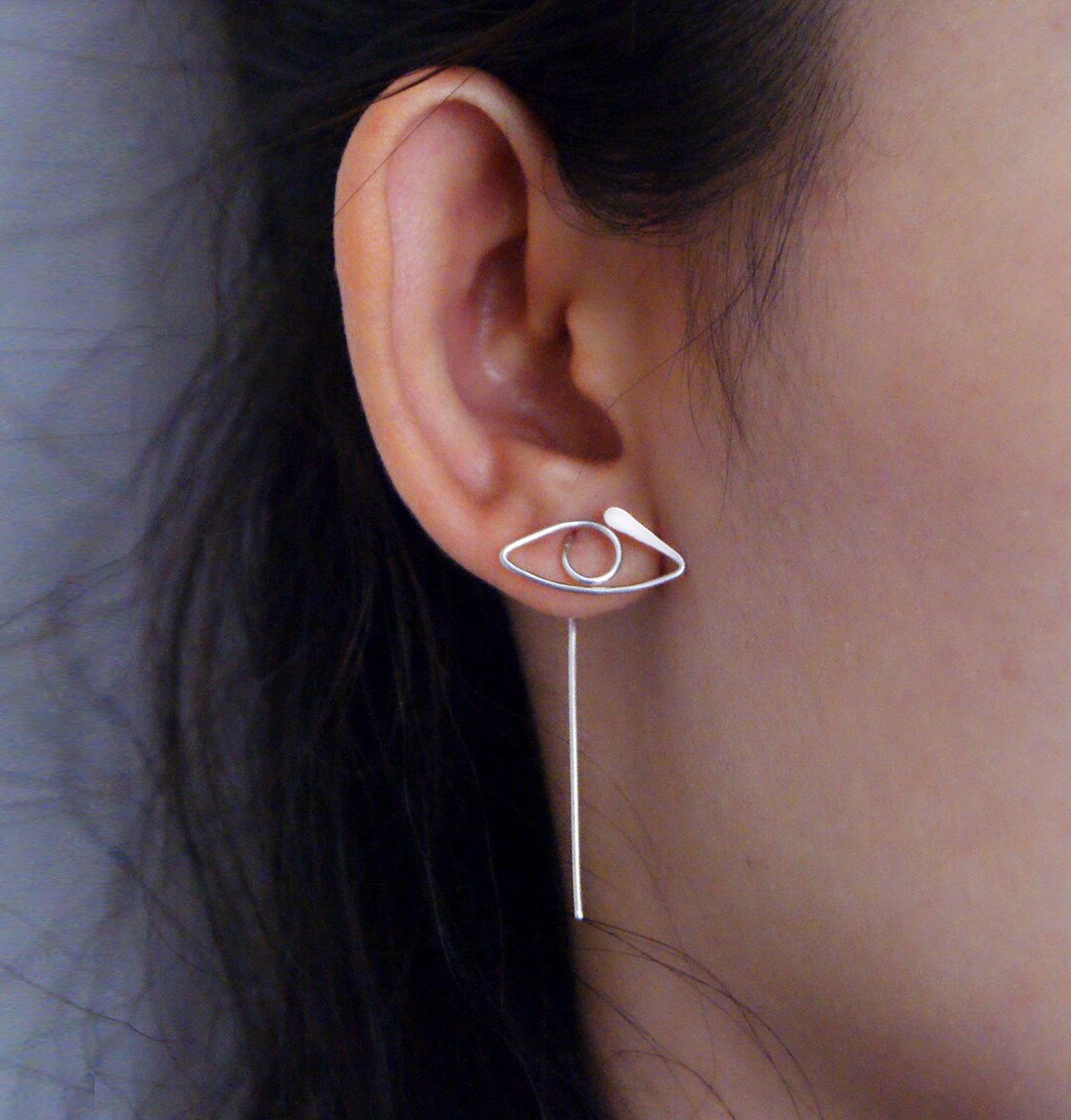 Eye Bar Ear Jackets,evil Eye,hoop Earring,line Threader Modern Earring ...