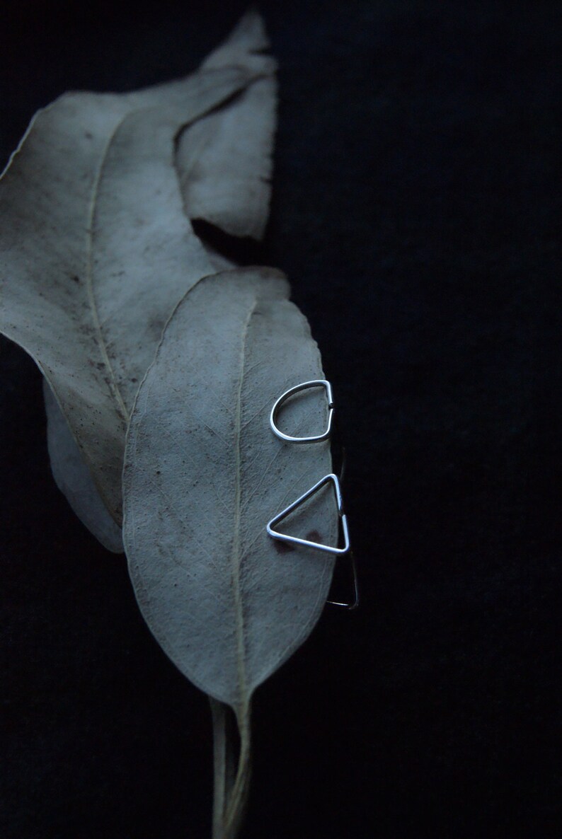 Triangle Ear Jacket,front Back,double Sided Earring,double Piercing ...