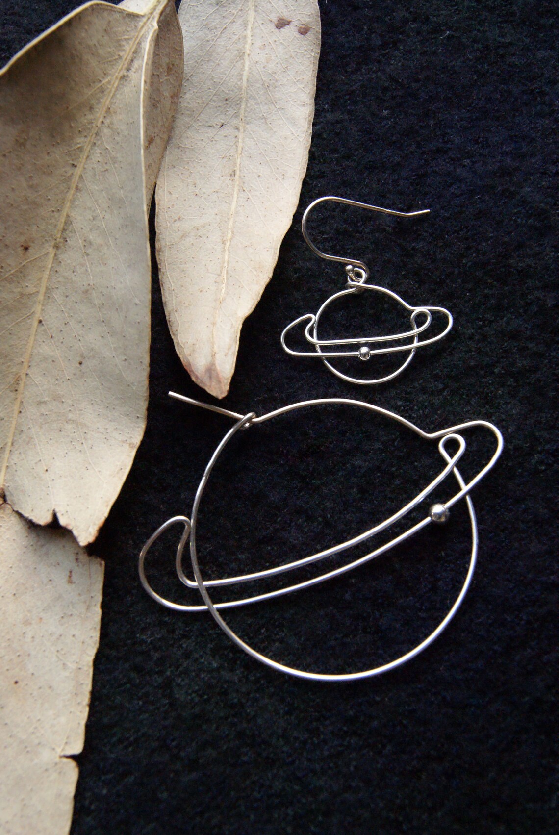 Celestial planet hoop earringbig wire Saturn earringspace | Etsy