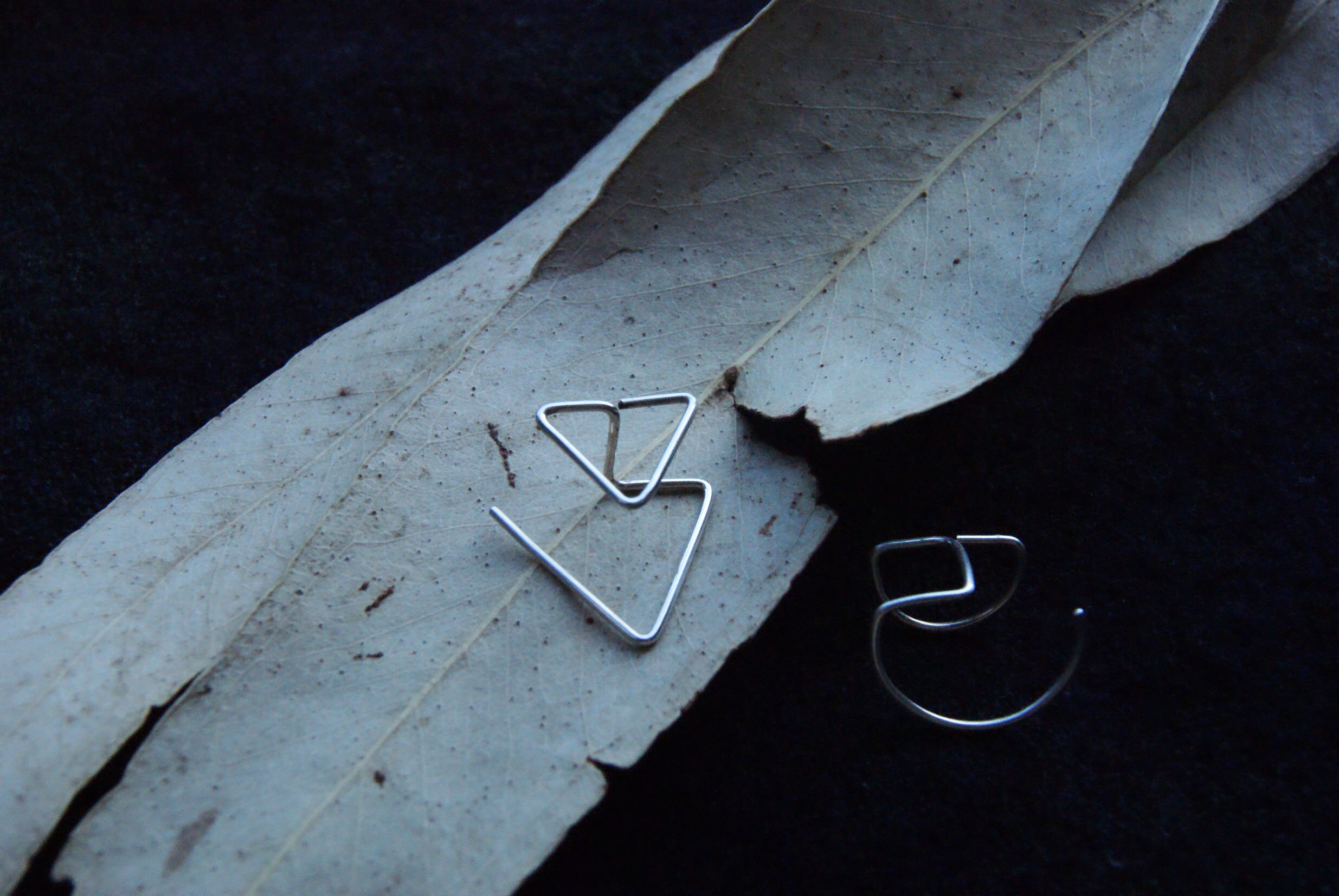 Triangle Ear Jacket,front Back,double Sided Earring,double Piercing ...