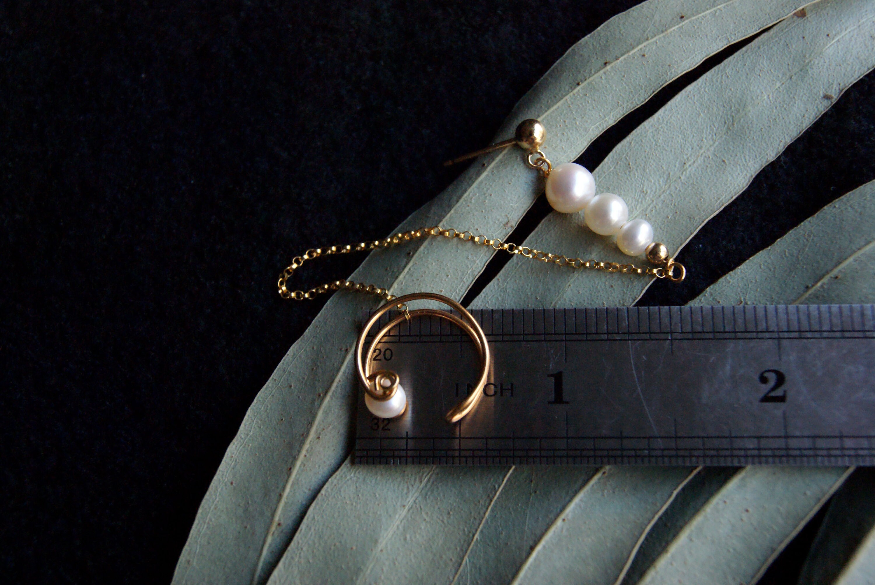 Pearl Ear Cuff Chain Earrings,dainty Cuff, Long Chain Threader Earring ...