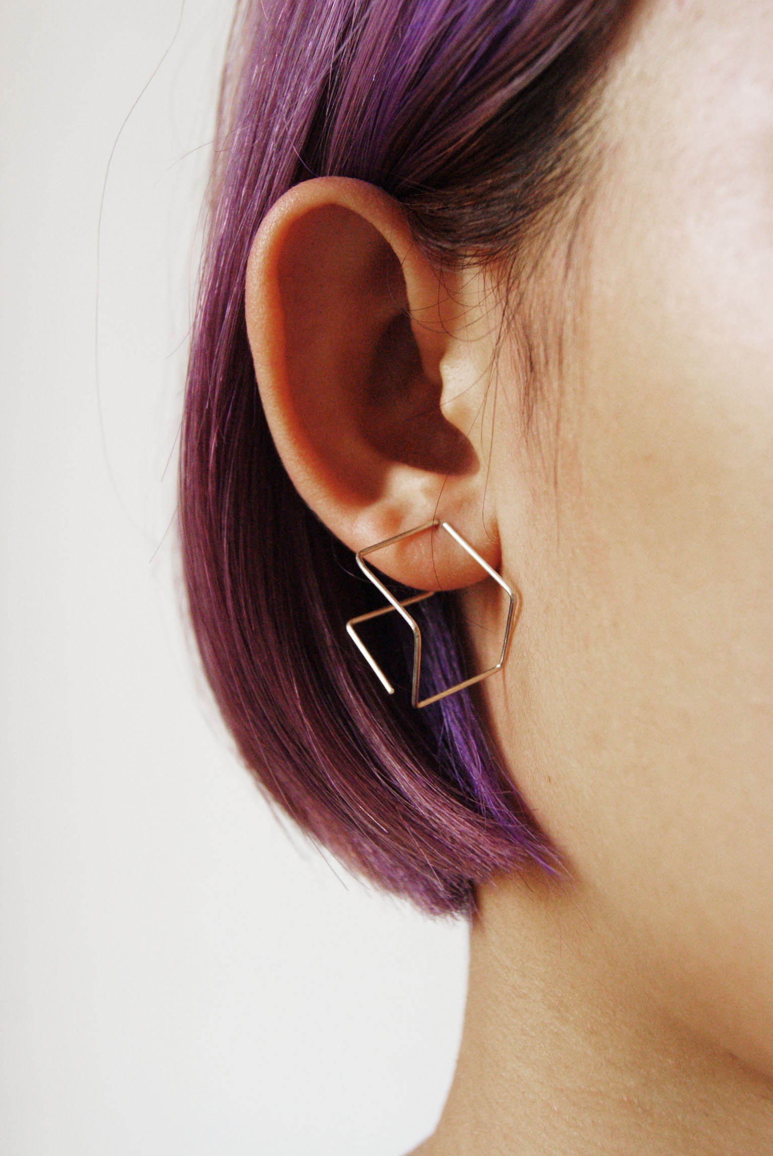 Wire Cube Earringgeometric Square Earringthreader - Etsy