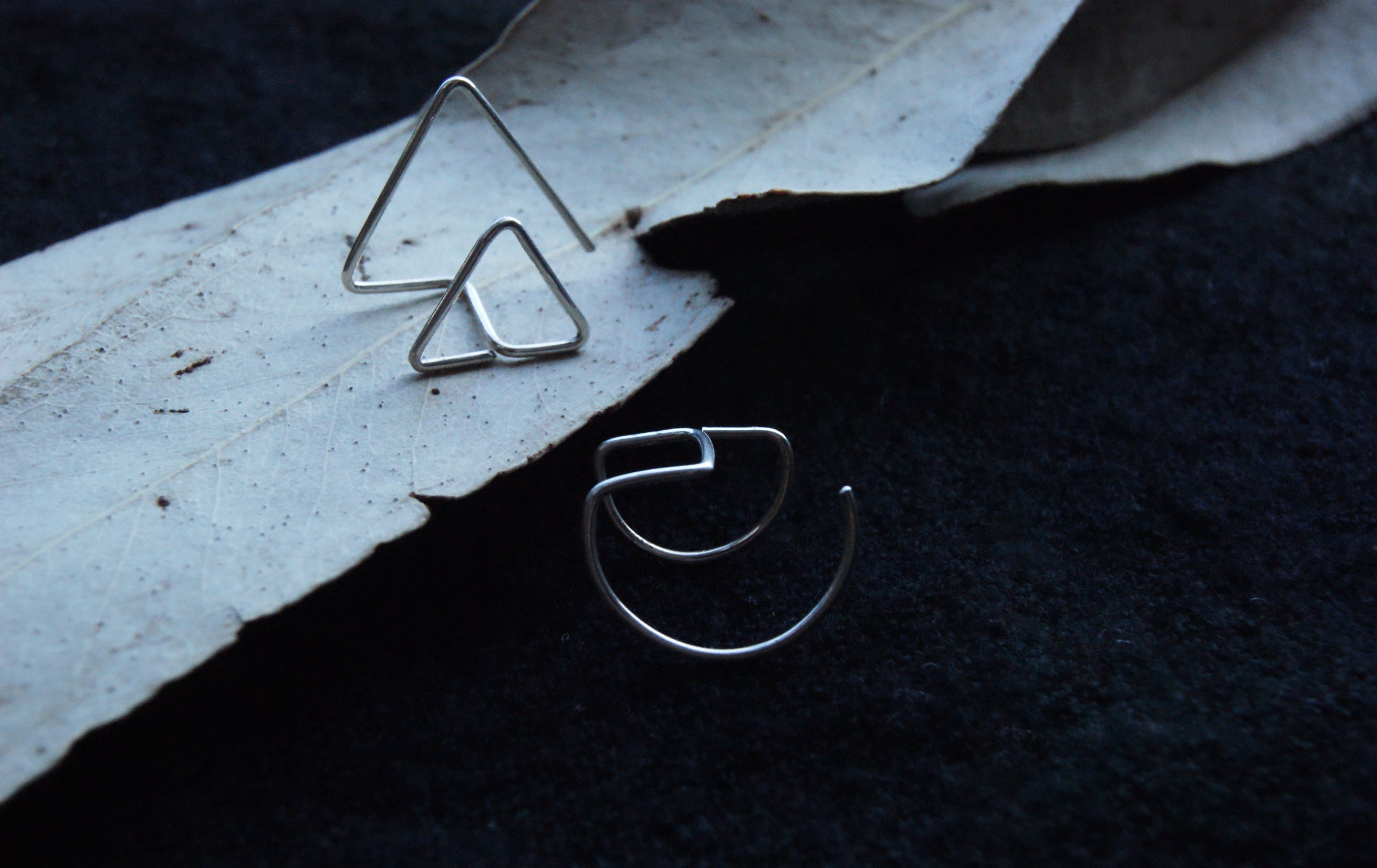 Triangle Ear Jacket,front Back,double Sided Earring,double Piercing ...