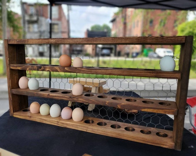 Handmade Wooden Egg Holder 3 Dozen Wall Egg Holder Countertop Egg ...