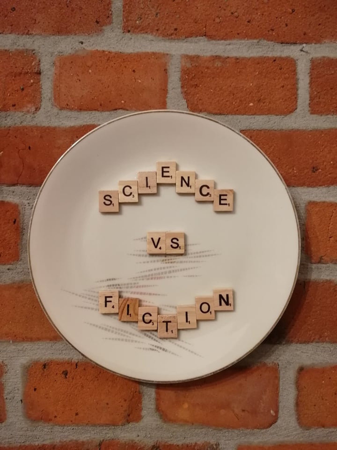 Wall Plate SCIENCE VS FICTION, Retro Decoration Made of Porcelain Plate ...