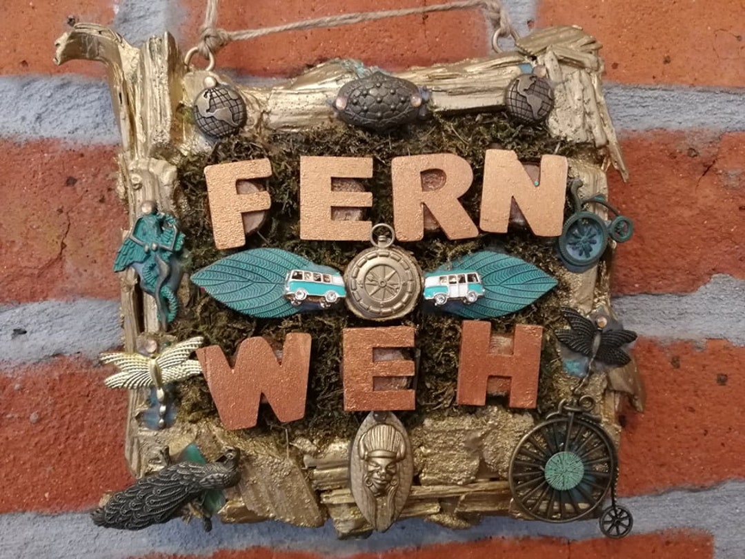 Wall Tile FERNWEH, Wall Decoration in Tile, Farewell Gift, Upcycled ...