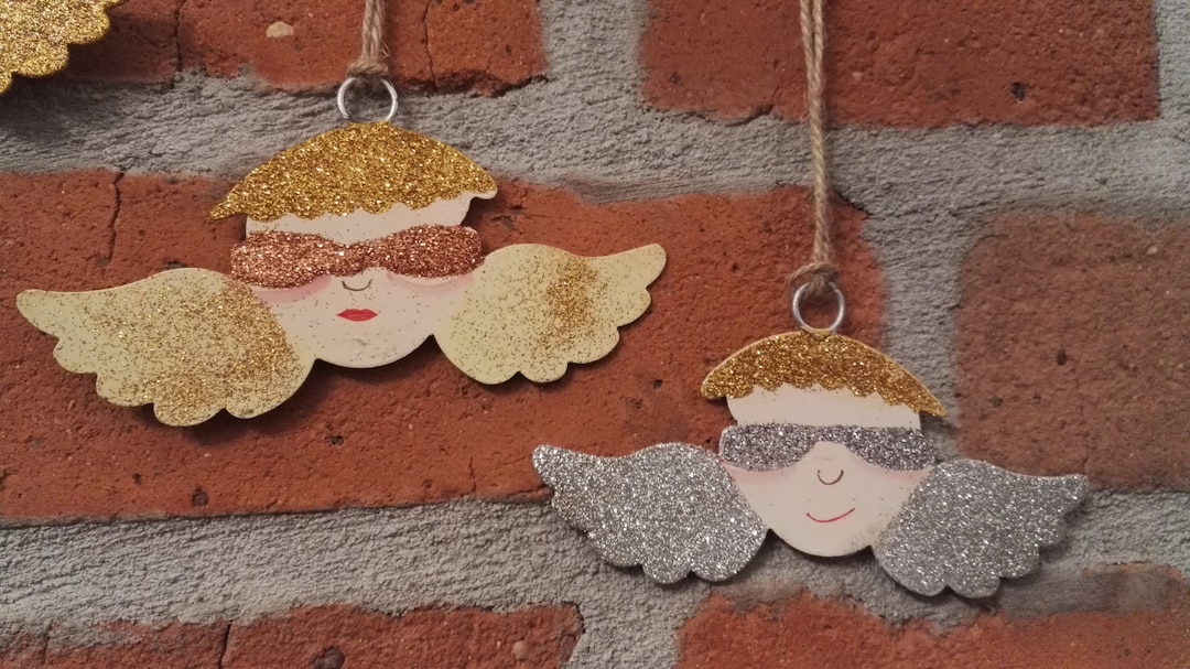 Christmas Angel Tree Decoration, Rockstar Angel Made of Metal, Gift Tag ...