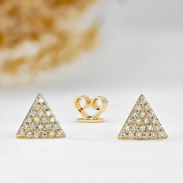 Gold Triangle Earrings - Etsy