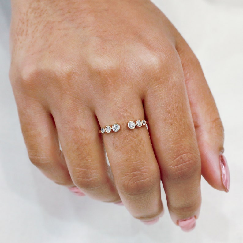 14k Gold and Genuine Diamond Open Bezel Set Ring With High - Etsy