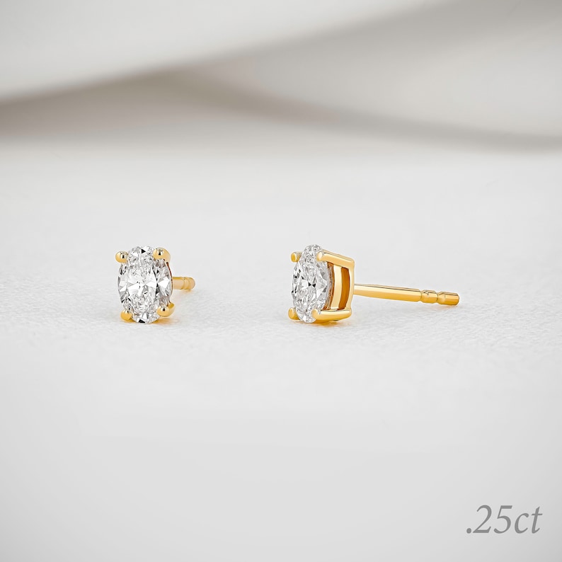 SINGLE HALF PAIR 14k Gold Oval Diamond Stud Earring - Etsy Australia
