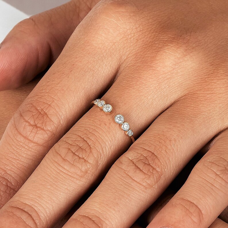 14k Gold and Genuine Diamond Open Bezel Set Ring with High | Etsy