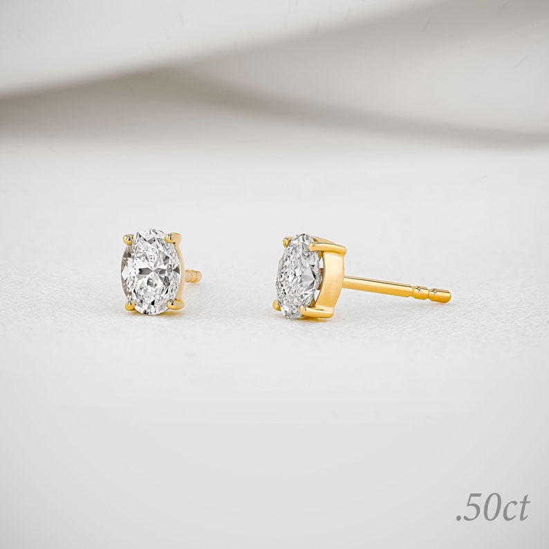 SINGLE HALF PAIR 14k Gold Oval Diamond Stud Earring - Etsy Australia