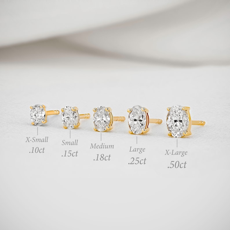 SINGLE HALF PAIR 14k Gold Oval Diamond Stud Earring - Etsy Australia