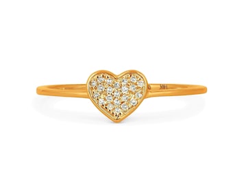 Pave Heart Ring | Etsy