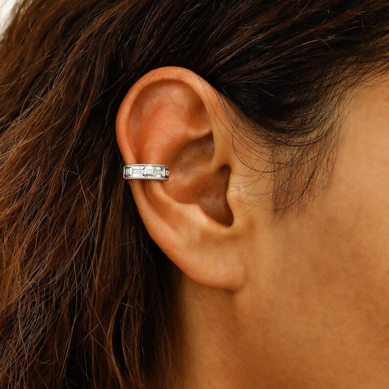 14k Gold Diamond Ear Cuff: Non-piercing Rope Border (single) - Etsy