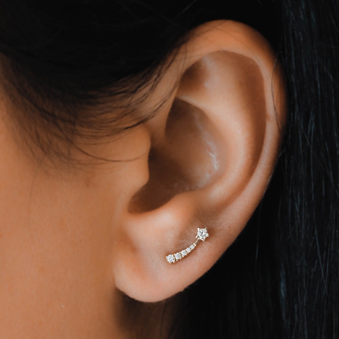 Single (half Pair) Genuine Diamond Shooting Star Stud, Graduated ...