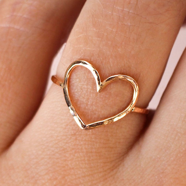 Open Heart Ring - Etsy