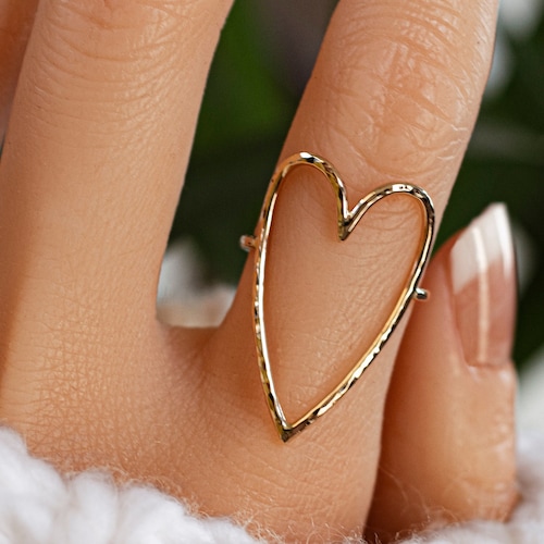 Gold Heart Ring - Etsy