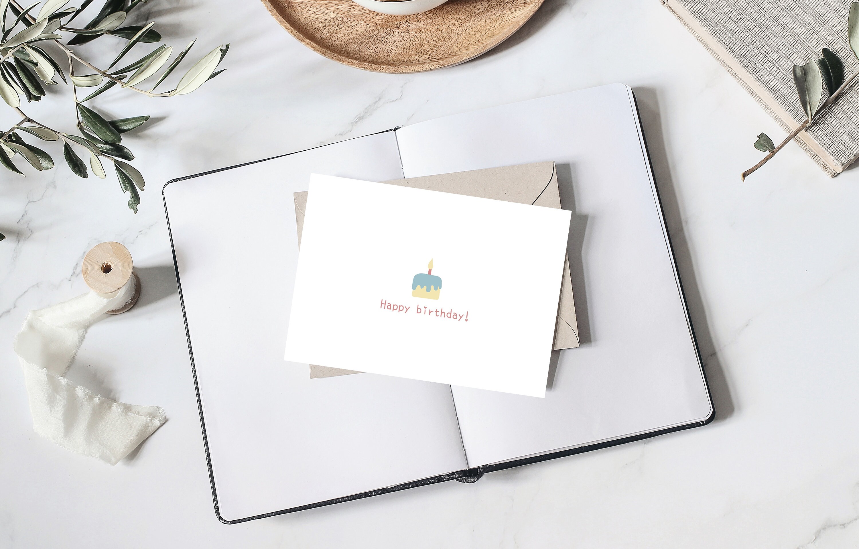 Birthday Pastel Cake Greetings Card Fun Illustrated Happy Birthday Card ...