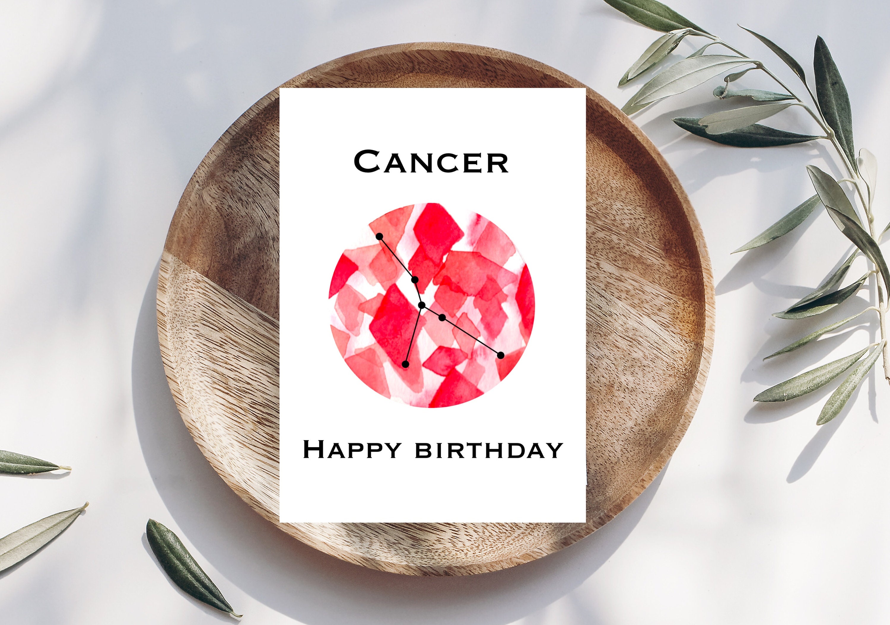 Cancer Zodiac Birthday Card Cute Astrology Constellation - Etsy