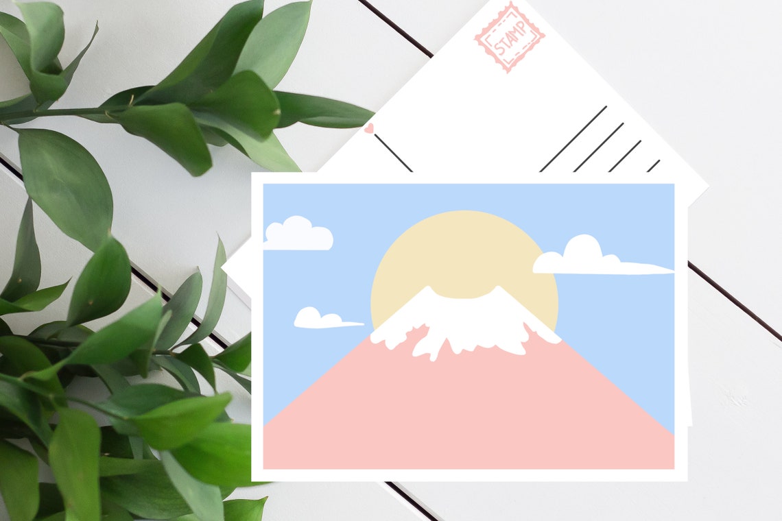 Mount Fuji Postcard-decorative Post Card-japanese Illustration - Etsy