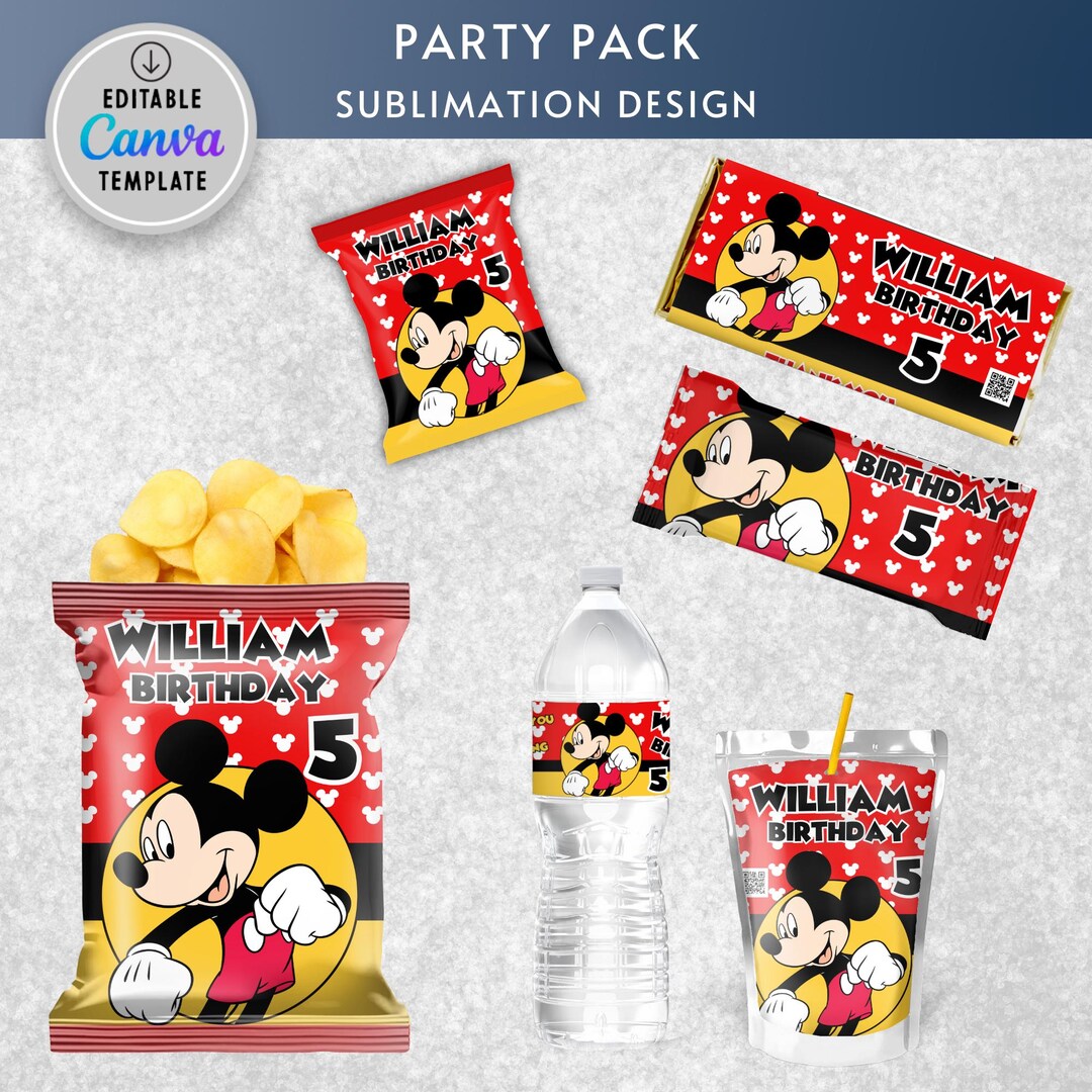 Labels for Mickey Mouse Party Pack - Chip Bag - Favor Bag - Juice ...
