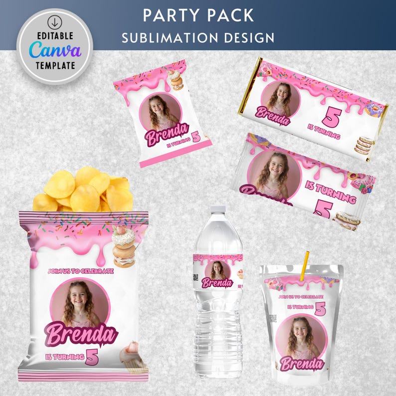 Editable Sweet One Chip Bag Label, Sweet One Party Chip Bag Wrapper ...