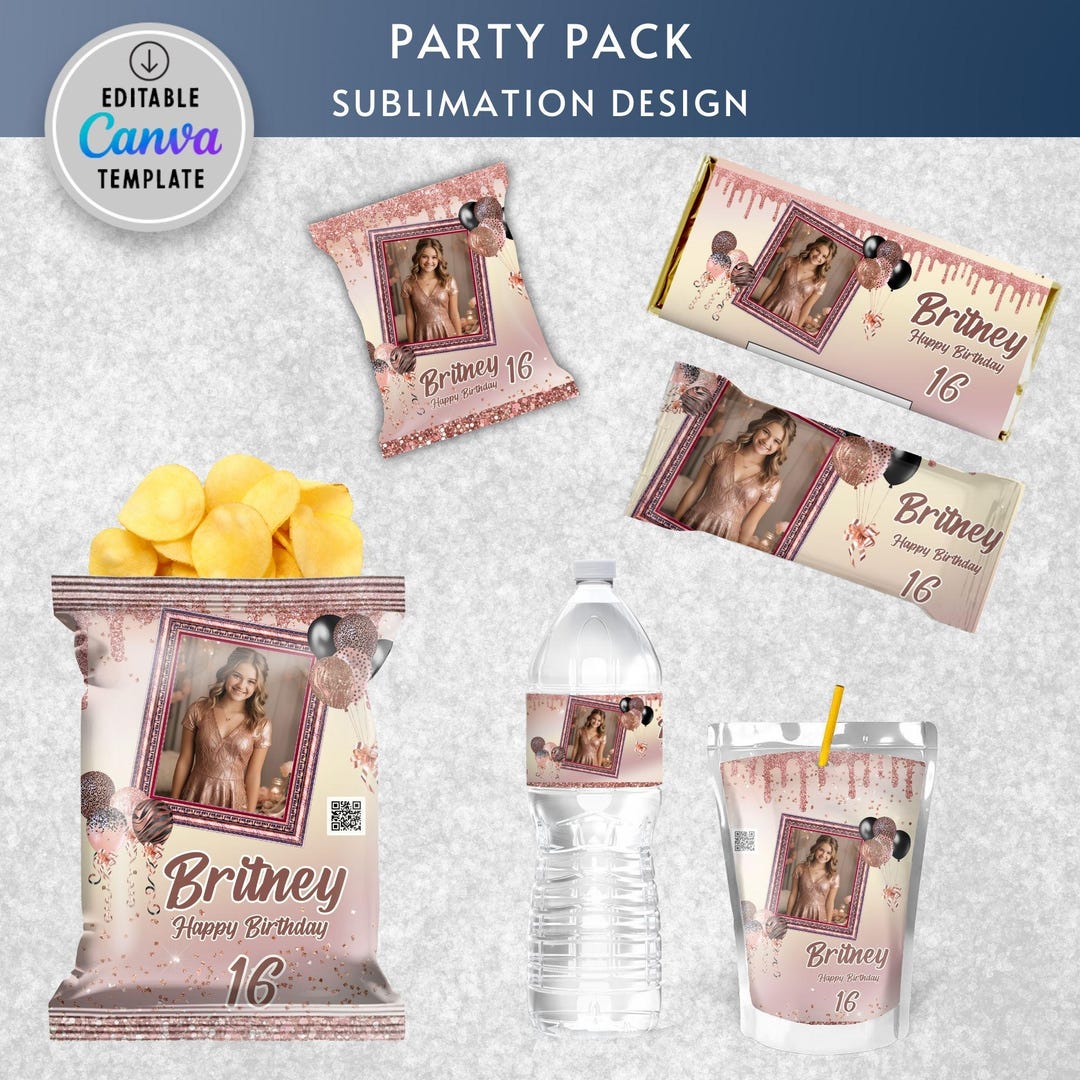 Pink Fashion Doll Chip Bag, Girl Birthday Treat Bags, Pink Favor Bags ...