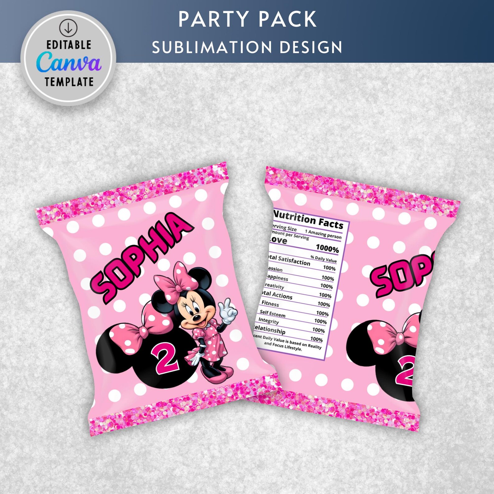 Minnie Mouse Birthday Party Chip Bags Wrapper Label Minnie Mouse Chalk ...